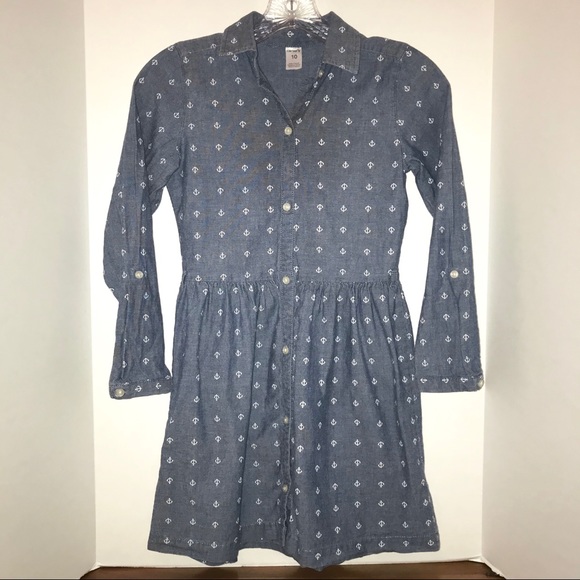 Carter's | Dresses | Carters Dress Blue Chambray Look Wwhite Anchors ...